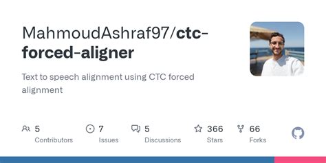 Github Mahmoudashraf97ctc Forced Aligner Text To Speech Alignment Using Ctc Forced Alignment