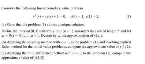 Consider The Following Linear Boundary Value Problem