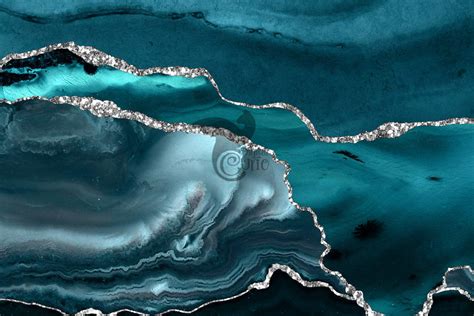 Teal And Silver Agate Borders By Digital Curio TheHungryJPEG