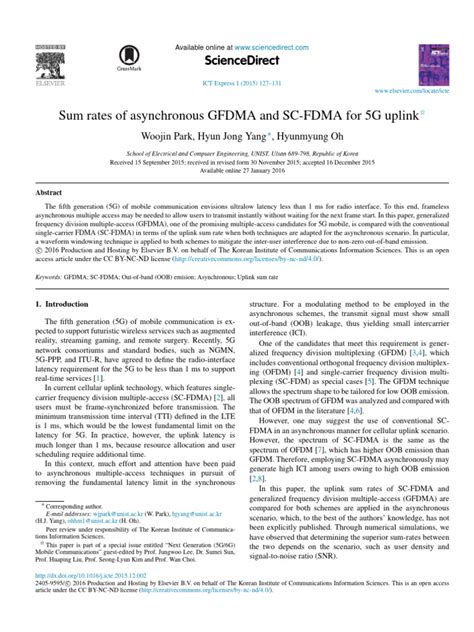 Sum Rates Of Asynchronous Gfdma And Sc Fdma For 5g Uplink 2015 Ict