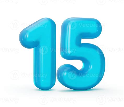 Blue Jelly Digit 15 Fifteen Isolated On White Background Jelly Colorful Alphabets Numbers For