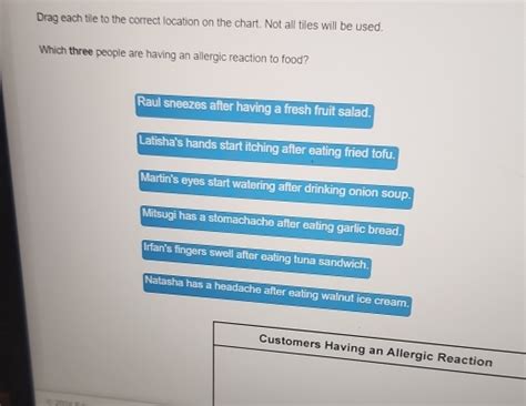Solved Drag Each Tile To The Correct Location On The Chart Not All Tiles Will Be Used Which