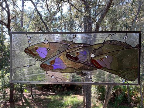 Four Fish Dichroic Fused Stained Glass Combination Panel Delphi