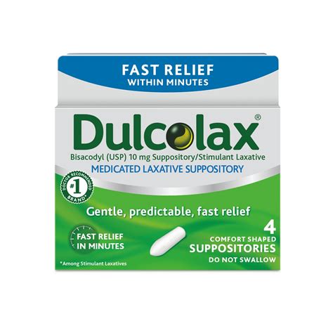 Dulcolax Fast Relief Medicated Laxative Suppositories Bisacodyl 10 Mg 4