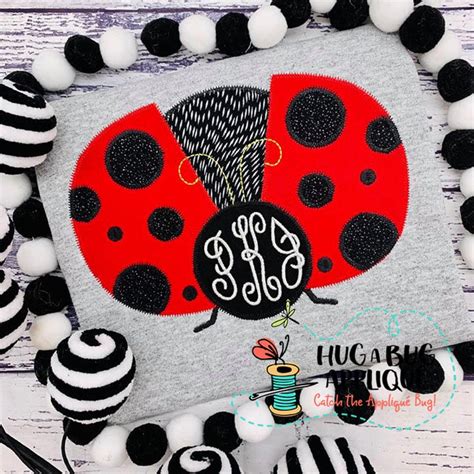 Ladybug Zig Zag Stitch Applique Design 5x7 6x10 8x8 8x12 Etsy