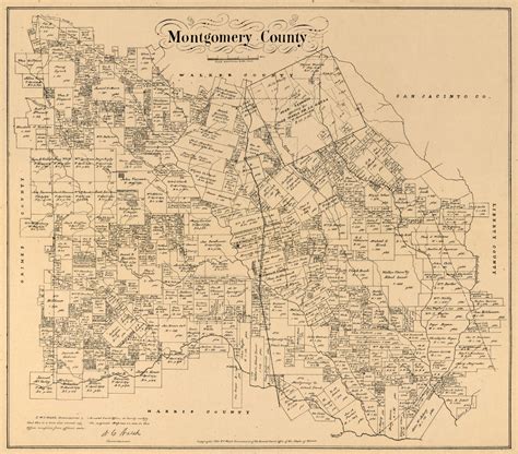 Historic County Map Montgomery County Texas Walsh 1880 2618 X 2