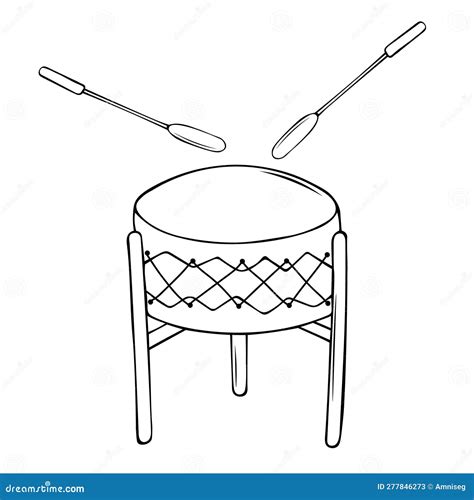Pow Wow Drum Traditional American Indian Drum Vector Illustration Stock
