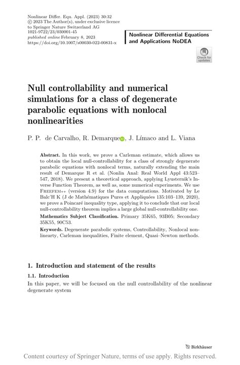 Null Controllability And Numerical Simulations For A Class Of