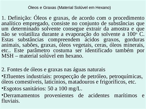 Óleos E Graxas Fenóis E Detergentes 2006 Óleos E Graxas Docsity