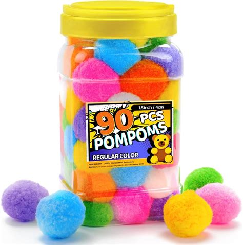 Bundooraking Pom Poms 1 5 Inch 4cm 90pcs Multicolor Bulk