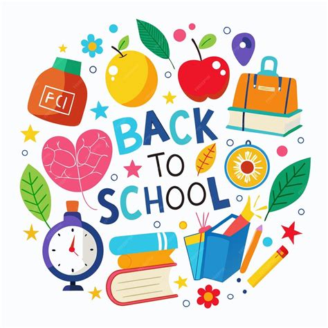 Premium Vector Colorful Back To School Illustration With Icons