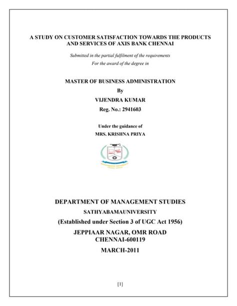 Project Report On Customer Satisfaction Docx