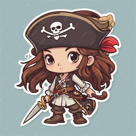 Premium Vector Girl Pirate Cartoon Vector Premium Vector Girl Pirate Cartoon Vector
