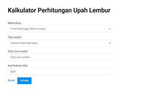 Kalkulator Perhitungan Upah Lembur Safar Septyadi