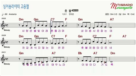 가요가라오케 악보 앰알 촛불 정태춘 Youtube