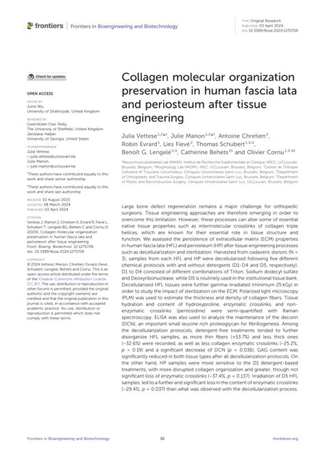 Pdf Collagen Molecular Organization Preservation In Human Fascia Lata