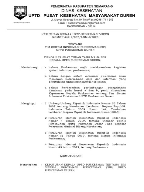 Sk Sistem Informasi Puskesmas Pdf
