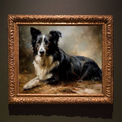 Border Collie Dog Art Print Border Collie Portrait Dog Oil Painting