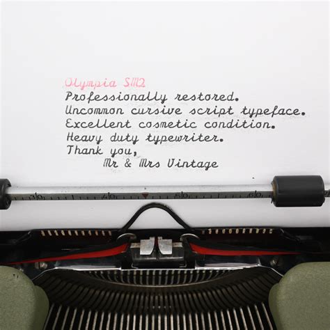 Olympia Sm3 Typewriter Cursive Script Typeface Uk And Worldwide Shipping
