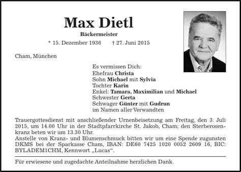 Traueranzeige Familienanzeigen Todesanzeigen Idowa Markt