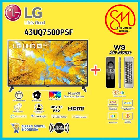 Jual LG 43UQ7500 Smart TV LED 43 Inch UHD 4K TV ThinQ AI 43UQ7500PSF