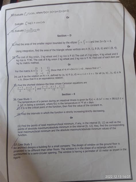 Maths Preboard Paper Rcbse