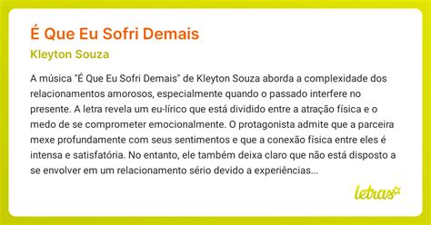 Significado Da Música É Que Eu Sofri Demais Kleyton Souza Letrasmusbr