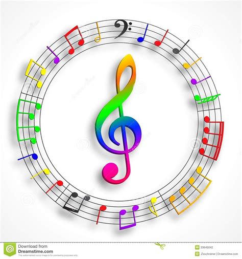Colorful Violin Clef In Music Note Circle