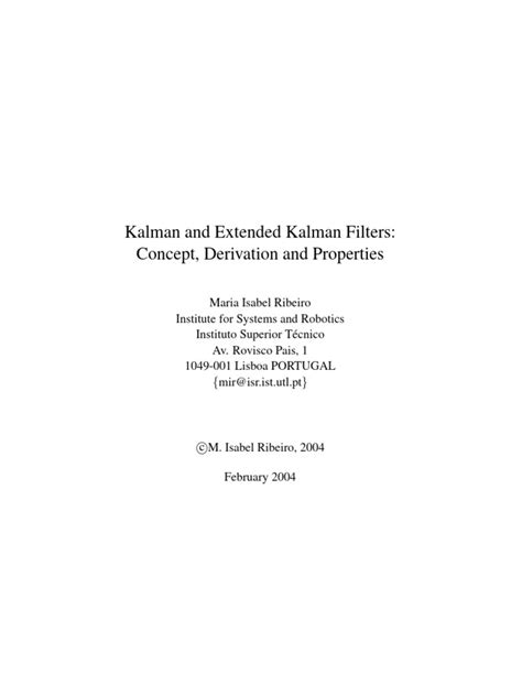 Kalman And Extended Kalman Filters Conce Pdf Kalman Filter Estimation Theory