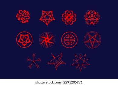 Set Vector Magic Emblems Pentagrams Pentacles Stock Vector Royalty