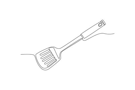 Continuous One Line Drawing Kitchen Spatula Kitchen Appliances Concept