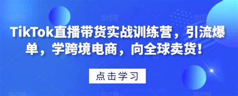Tiktok直播带货实战训练营，引流爆单，学跨境电商，向全球卖货！