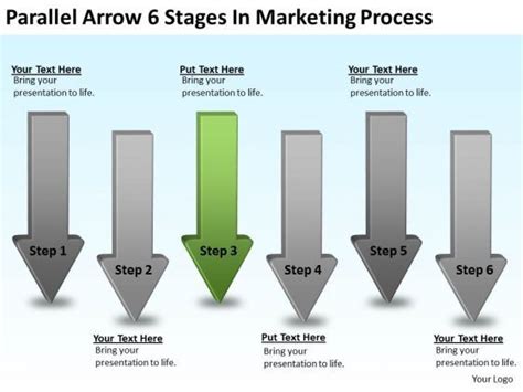 PowerPoint Arrow Stages Marketing Process Templates Backgrounds For Slides