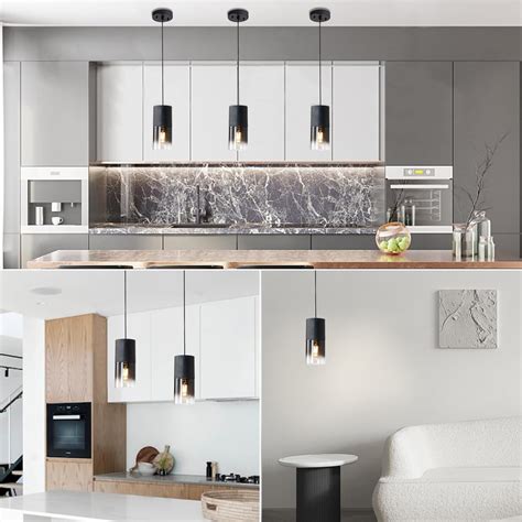 2 Pack Black Pendant Light Fixtures Adjustable Modern Pendant Lights