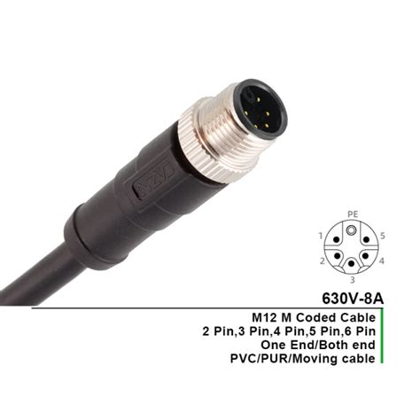 Moulded M12 M Coded Cable 3 Pin 4 Pin 5 Pin 6 Pin Shine Industry