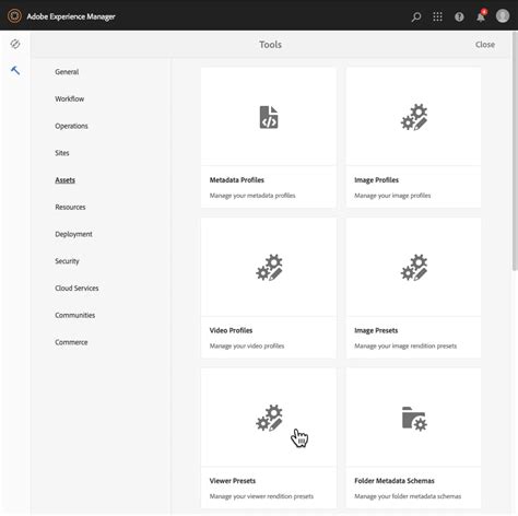 Manage Viewer Presets Adobe Experience Manager