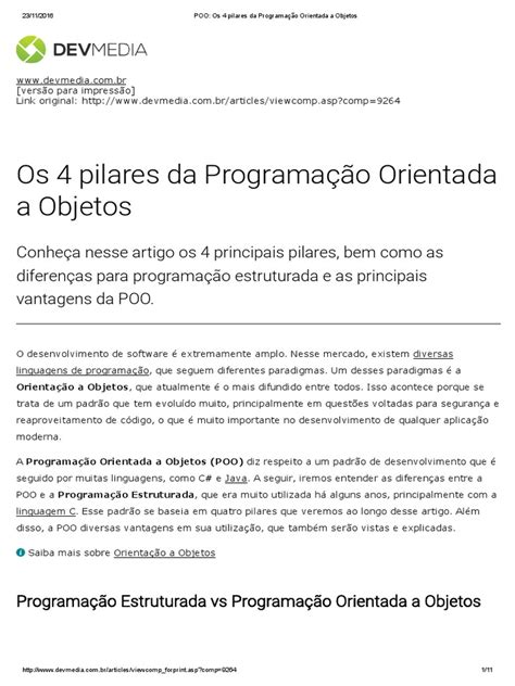 Os Quatro Pilares Da Programação Orientada A Objetos Abstração Encapsulamento Herança E