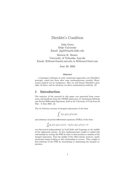 Dirichlets Condition