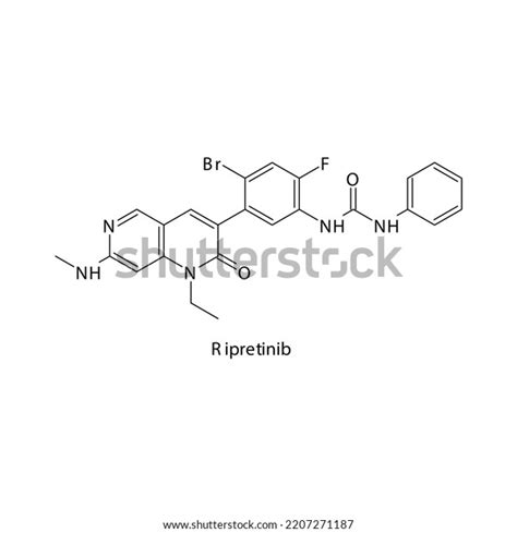Ripretinib Molecule Flat Skeletal Structure Tyrosine Vetor Stock
