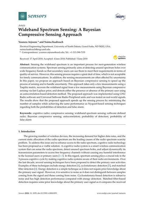 Pdf Wideband Spectrum Sensing A Bayesian Compressive Sensing Approach