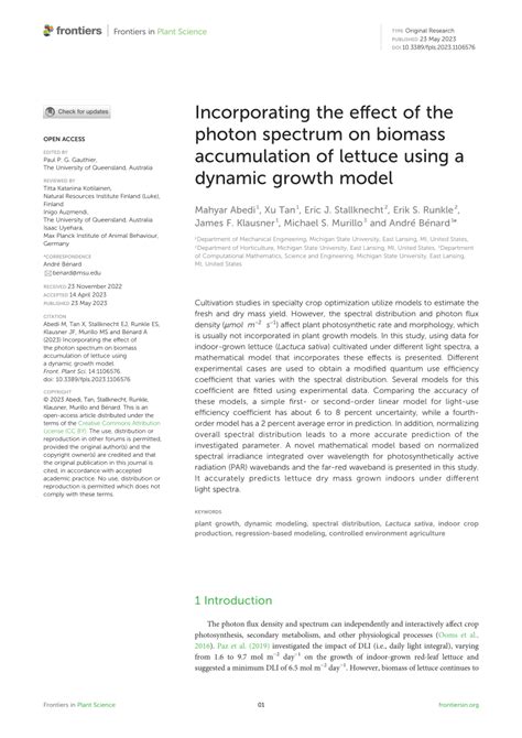 Pdf Incorporating The Effect Of The Photon Spectrum On Biomass