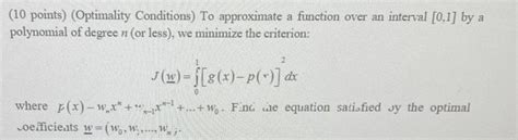 Solved 10 Points Optimality Conditions To Approximate A