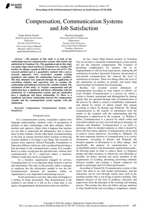 Pdf Compensation Communication Systems And Job Satisfaction