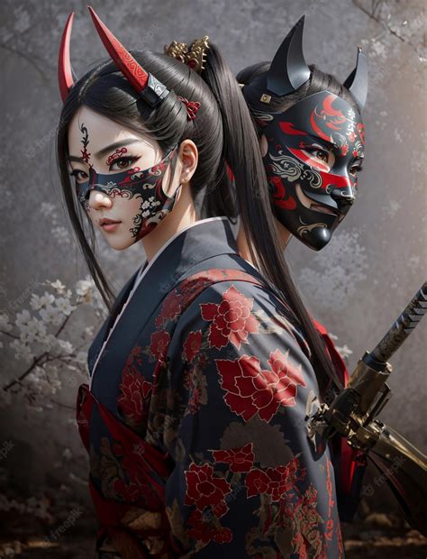 Premium Ai Image Beautiful Ninja Japanese Womans Face