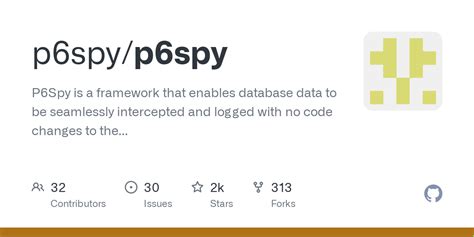 github p6spy p6spy p6spy is a framework that enables database data