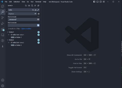 Vscode Workspace With Multiple Folders Search Files To Include Does Not Work As Expected