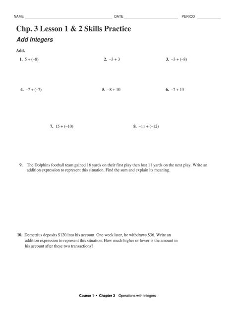 Lesson Homework Practice Multiply Integers Fill Online Printable Fillable Blank PdfFiller
