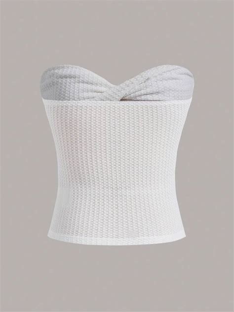 Shein Ezwear Twist Front Cut Out Tube Top Shein Uk