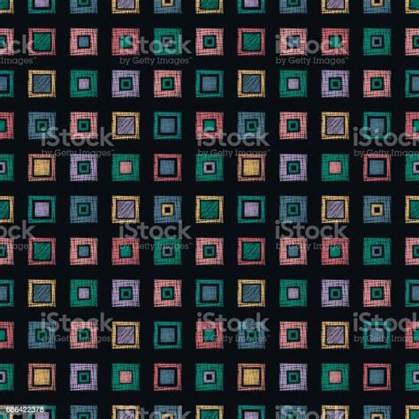 마름모 정사각형으로 원활한 벡터 기하학 패턴입니다 손 끝 없는 배경 질감된 기하학적 그림 그려 포장 웹 배경 벽지 파스텔 그래픽 일러스트 템플릿 가리키기에 대한 스톡 벡터