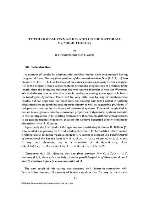 1978 Topological Dynamics And Combinatorial Number Theory Furstenberg